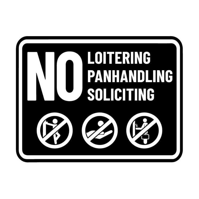 Signs Classic Framed No Loitering No Panhandling No Soliciting Wall or ...