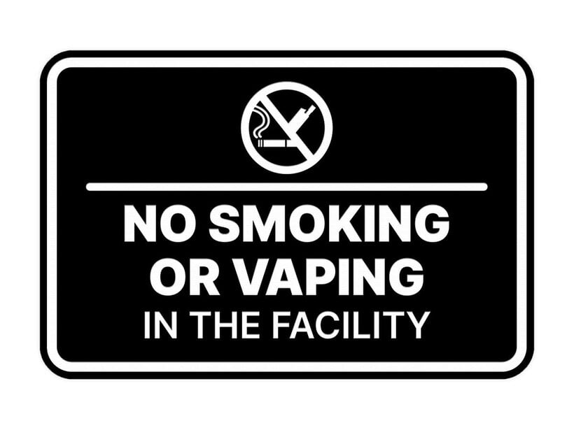 Signs Classic Framed No Smoking or Vaping in the Facility Wall or Door ...