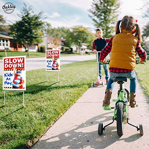 Signs of Justice® Slow Down Yard Sign, (2 Pack), 12”x18”, Double Sided ...