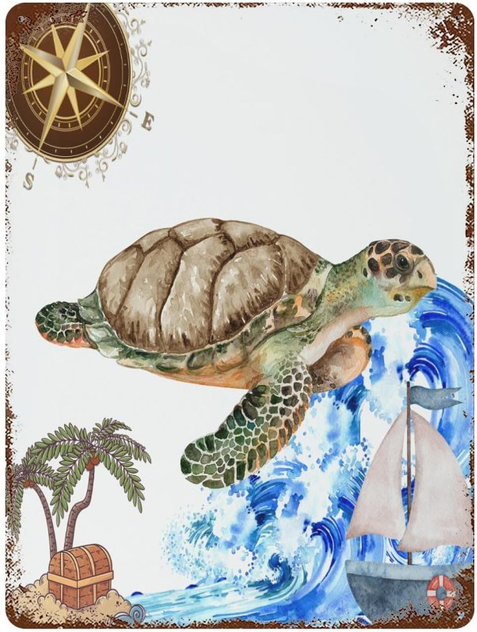 Signs Ocean Beach Nautical Theme Underwater Sea Turtle Gifts Posters ...
