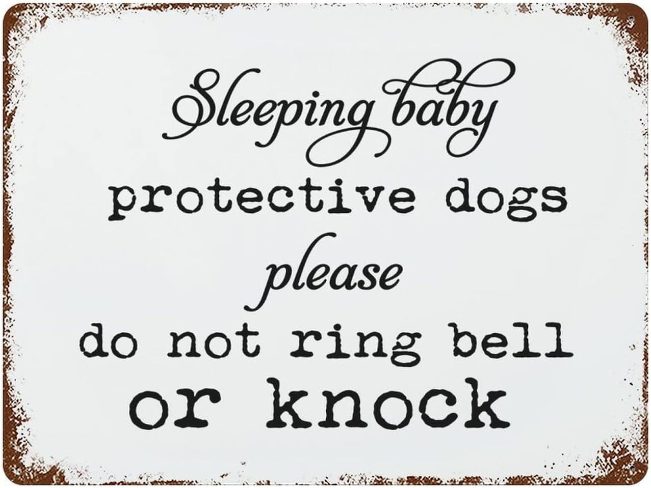 Signs Sleeping Baby Protective Dogs Please Do Not Ring Bell Or Knock ...
