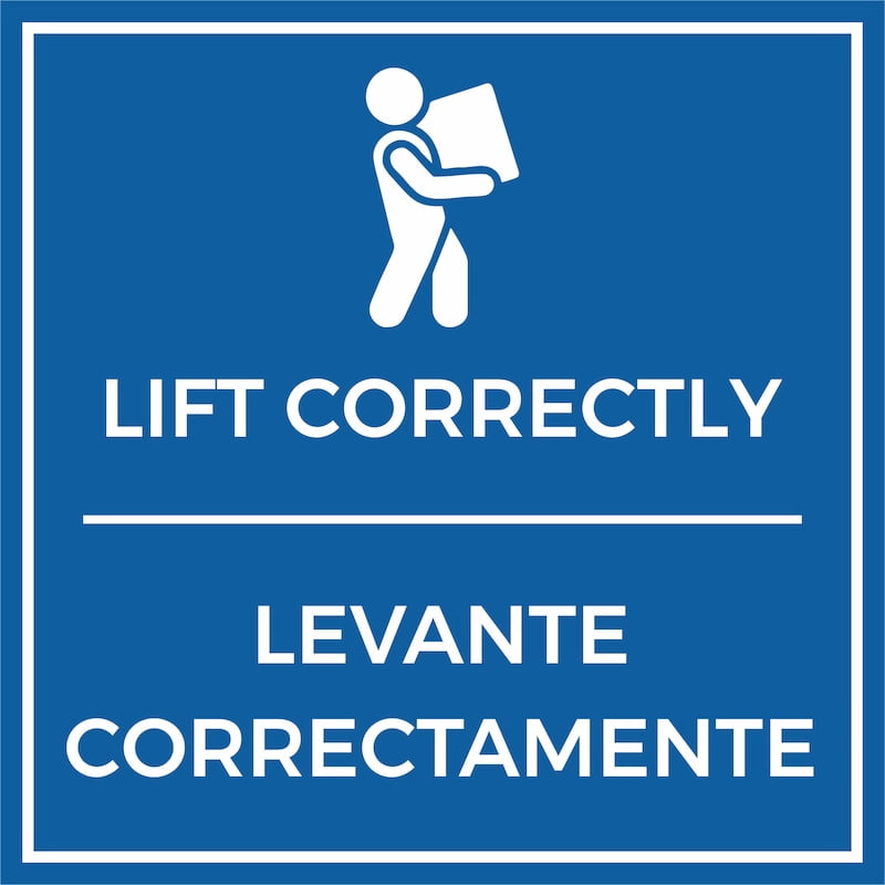 Signs Square Lift Correctly Wall or Door Sign | Spanish Bilingual ...