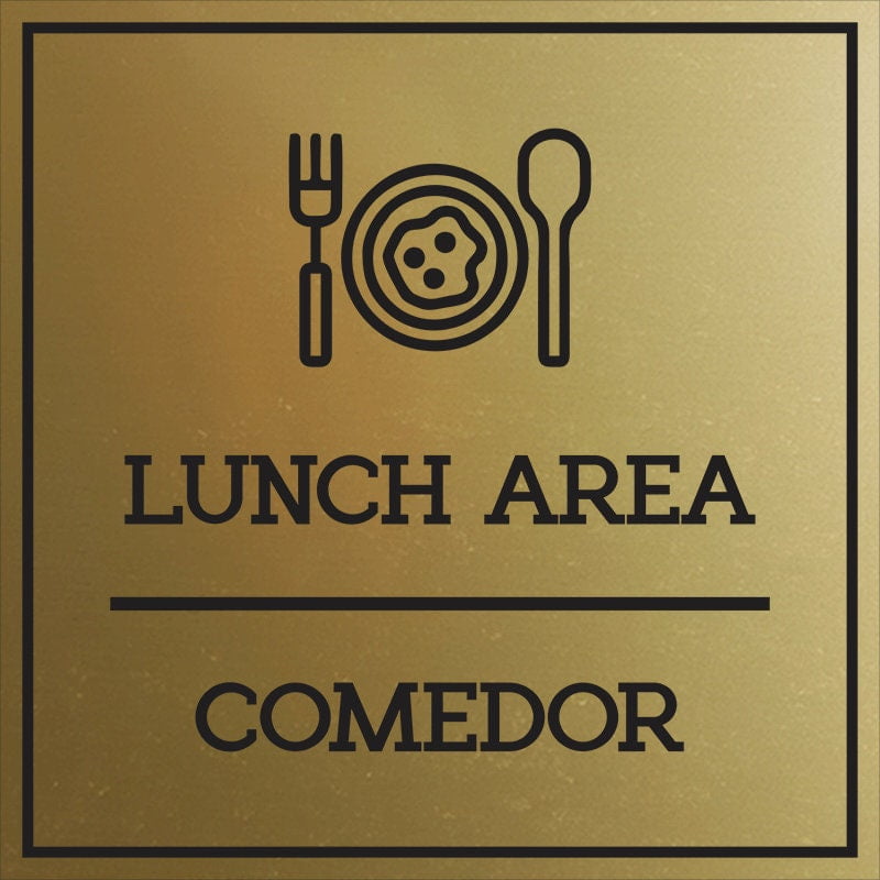 Signs Square Lunch Area Door or Wall Sign | Spanish Bilingual Business ...
