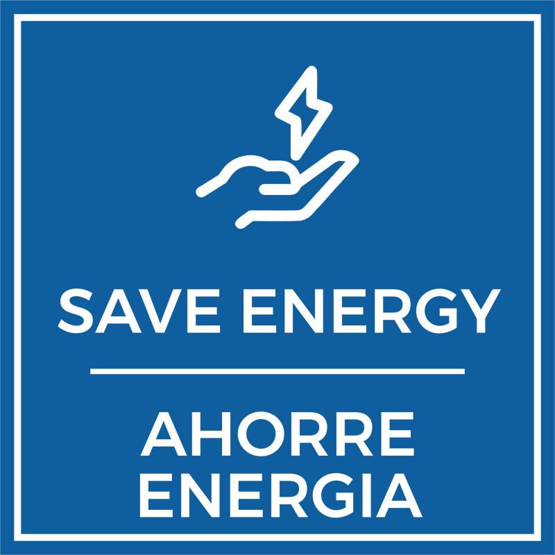 Signs Square Save Energy Door or Wall Sign | Spanish Bilingual Business ...