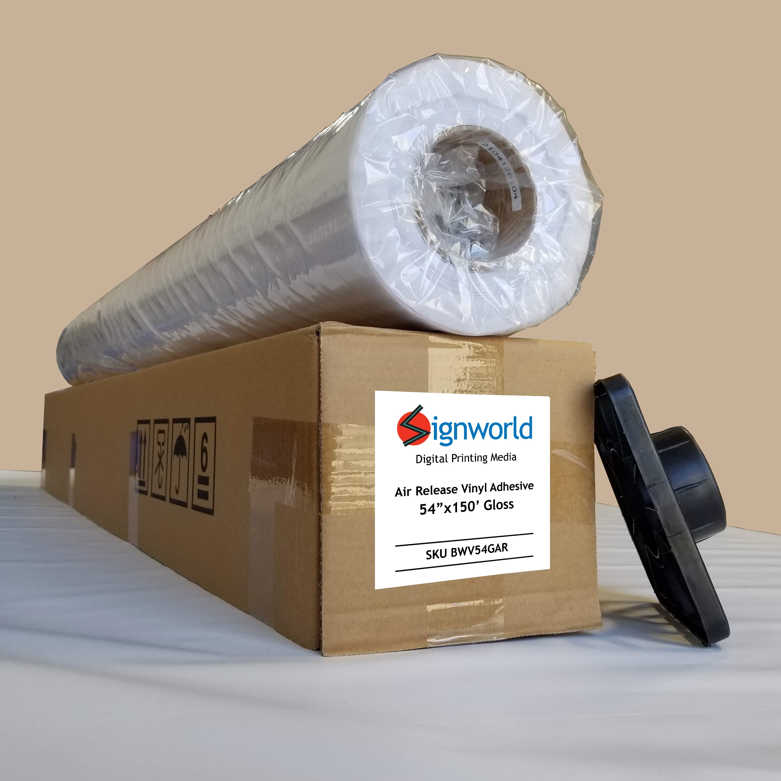 Signworld Air Release Vinyl Adhesive 54" x 150' - Gloss, For use on ...