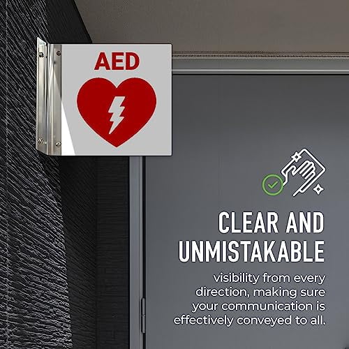 Sigo Signs AED Automated External Defibrillator Projecting Sign, Double ...