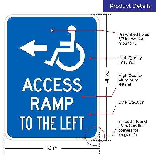 Sigo Signs, Access Ramp to The Left Sign, 10x7 Inches, 55 mil Thick ...
