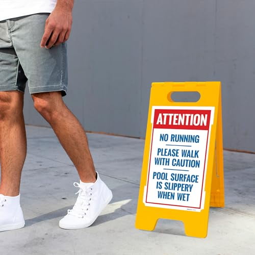 Sigo Signs, Attention No Running Please Walk with Caution Pool Surface ...