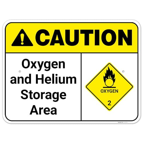 Sigo Signs, Caution Oxygen and Helium Storage Area with Graphic ANSI ...