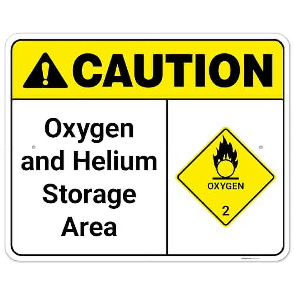 Sigo Signs, Caution Oxygen and Helium Storage Area with Graphic ANSI ...