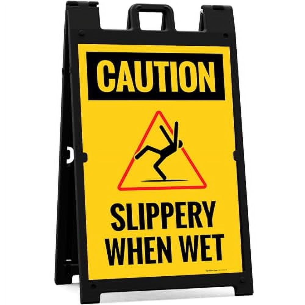Sigo Signs, Caution Slippery When Wet Folding Floor Sign, 24x36 Inches ...
