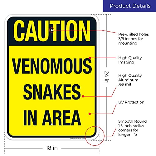 Sigo Signs, Caution Venomous Snakes in Area Sign, 18x24 Inches, Rust ...