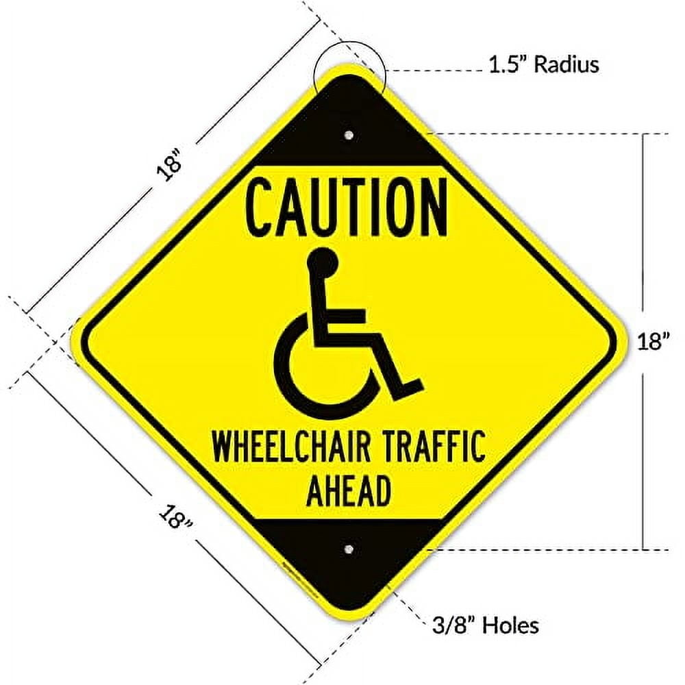 Sigo Signs Caution Wheelchair Traffic Ahead with Graphic Sign, 18x18 ...