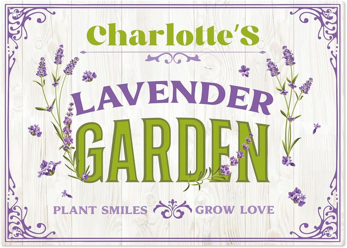 Sigo Signs Custom Lavender Garden Sign, Personalized Name for Flower ...