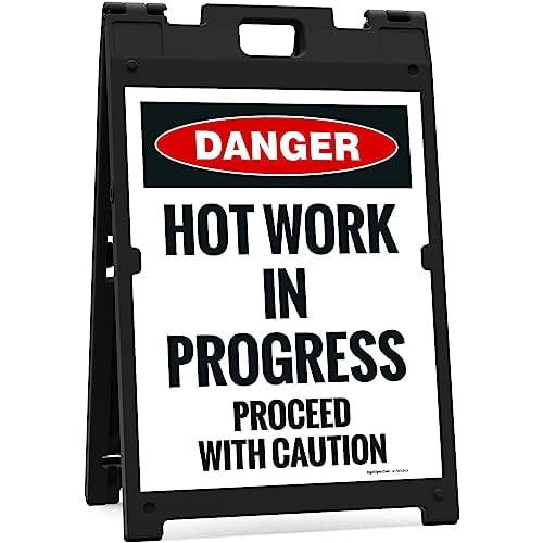 Sigo Signs, Danger Hot Work in Progress Proceed with Caution Sidewalk ...