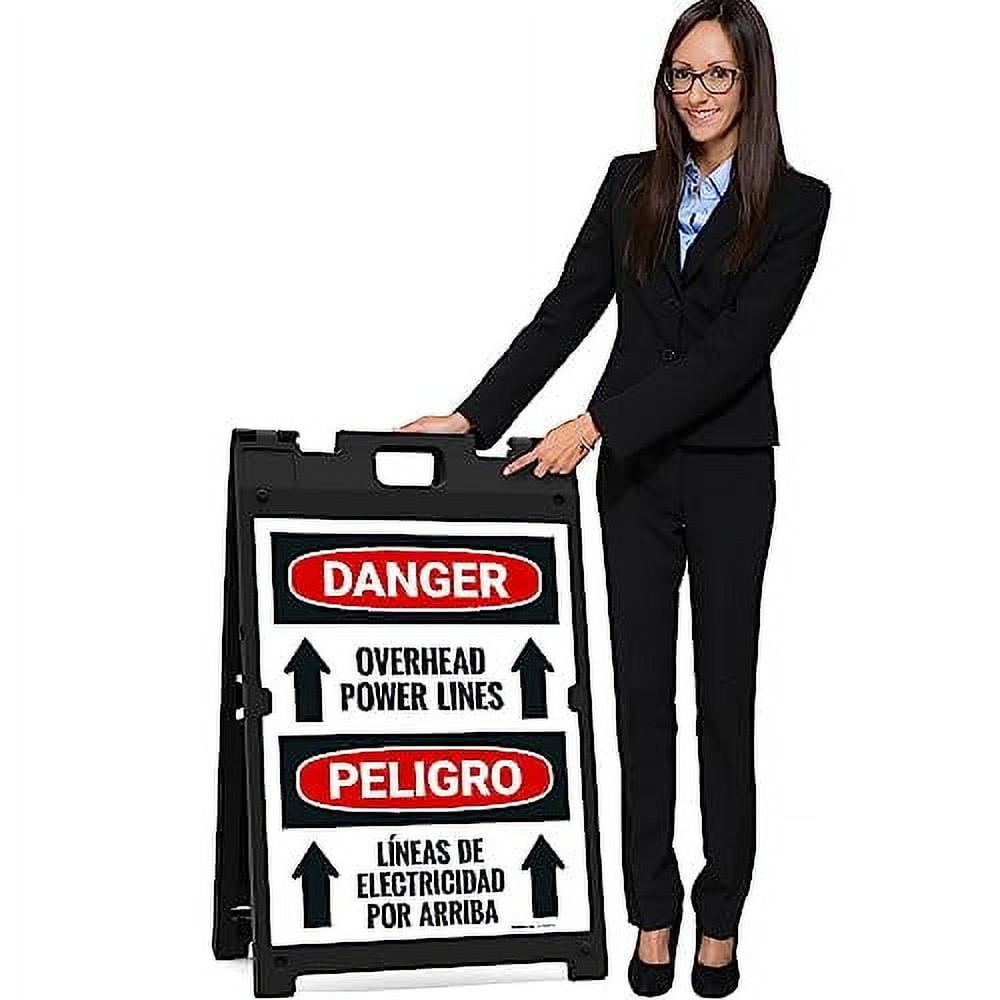 Sigo Signs, Danger Overhead Power Lines Sidewalk Sign Kit, 18x24 Inches ...