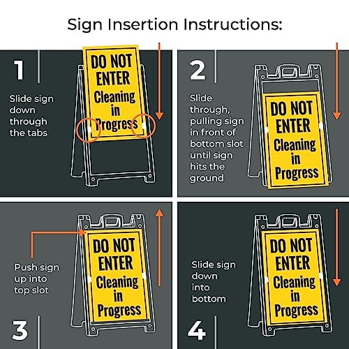 Sigo Signs, Do Not Enter Cleaning in Progress Sidewalk Sign Kit, 18x24 ...
