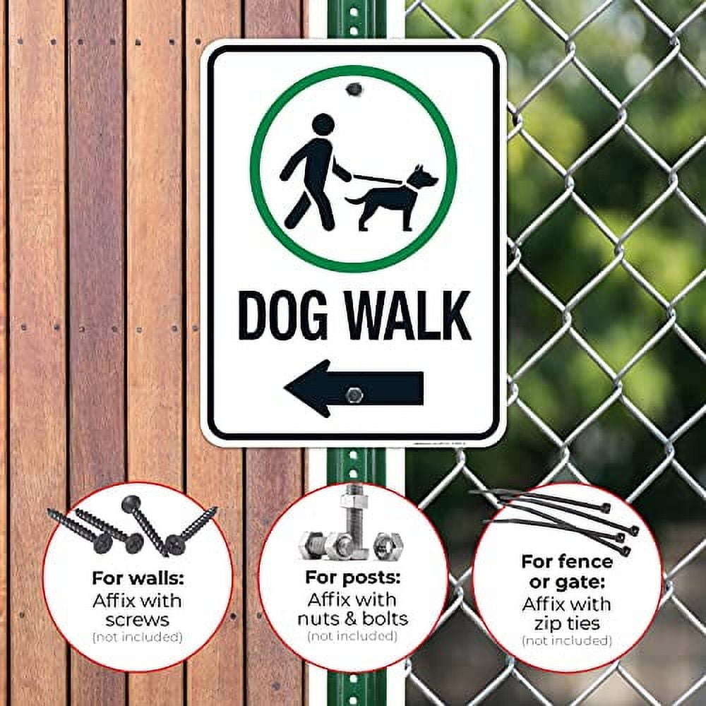 Sigo Signs, Dog Walk with Left Sign, 18x24 Inches, Rust Free .063 ...