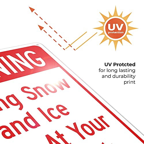 Sigo Signs, Falling Snow and Ice Park at Your Own Risk Sign, 12x18 ...