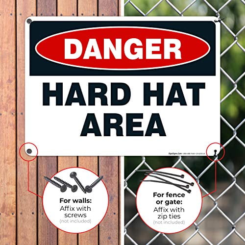 Sigo Signs, Hard Hat Area Sign, Construction Sign, Danger Sign, 10x14 ...