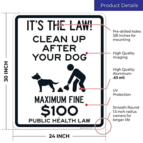 Sigo Signs, It’s The Law Clean Up After Your Dog Maximum Fine $100 ...