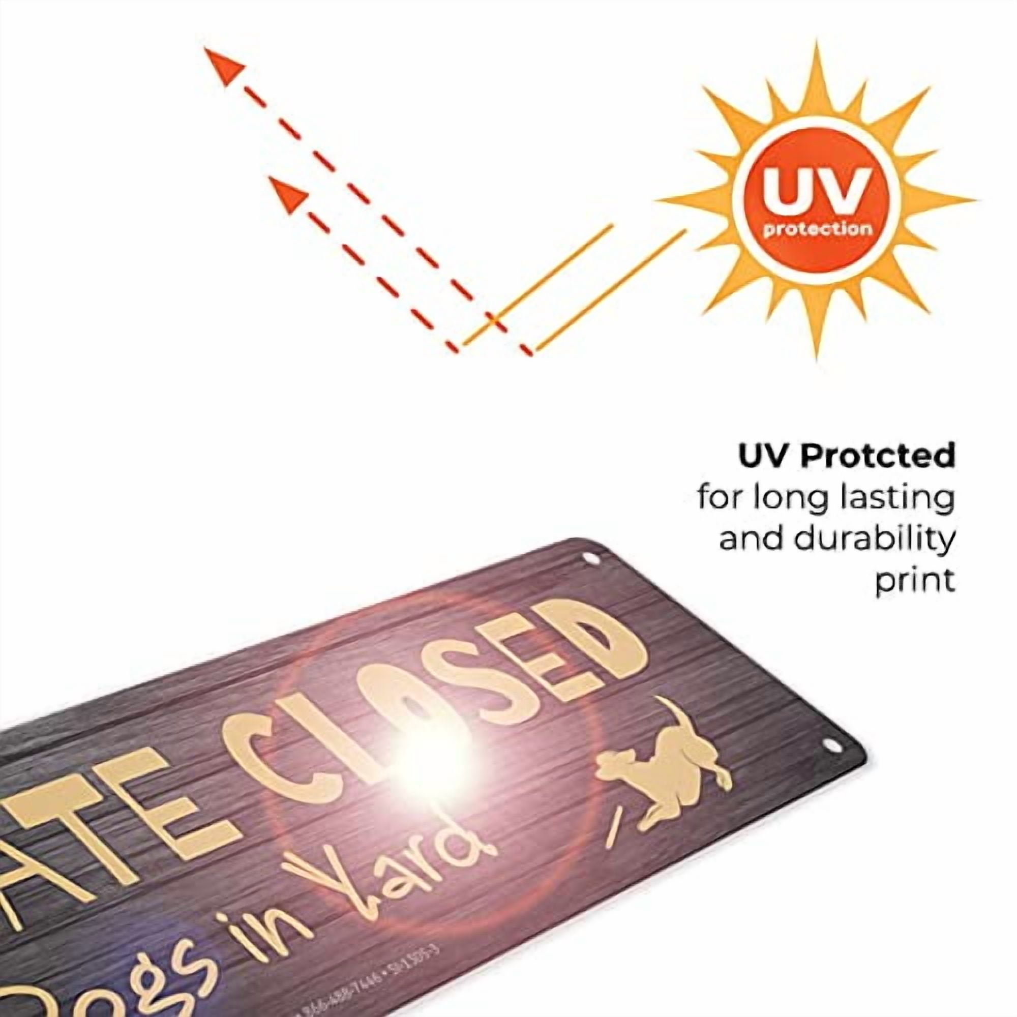 Sigo Signs Keep Gate Closed Dogs in Yard Gold Lettering Sign, 3x12 ...