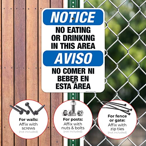Sigo Signs, No Eating or Drinking in This Area Bilingual Sign, OSHA ...