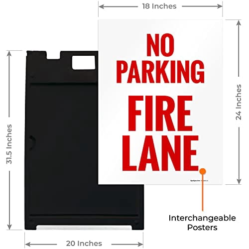 Sigo Signs - No Parking Fire Lane Sidewalk Sign Kit, 18x24 Inches, With ...