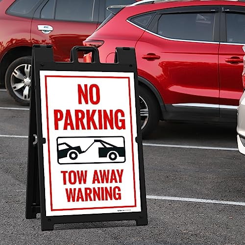 Sigo Signs - No Parking Tow Away Warning Sidewalk Sign Kit, 10x16 ...