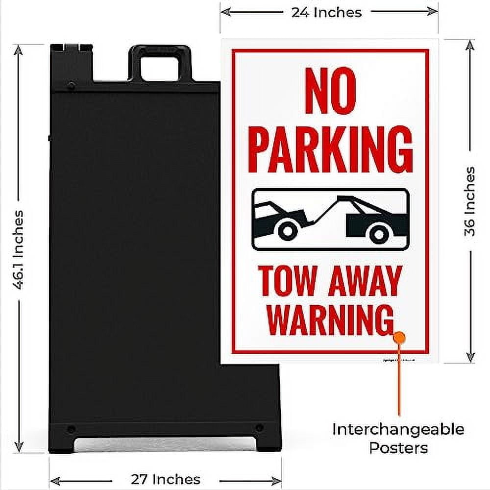 Sigo Signs, No Parking Tow Away Warning Sidewalk Sign Kit, 24x36 Inches ...
