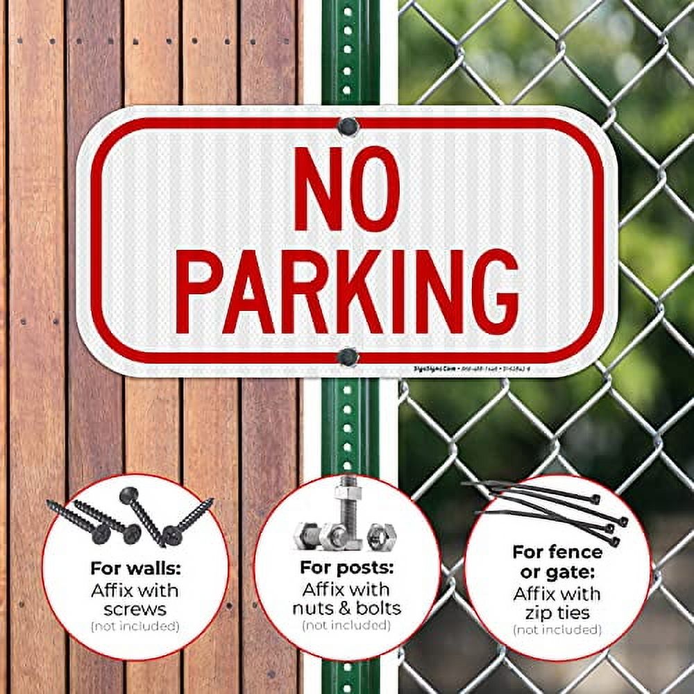 Sigo Signs, No Parking with Red Border Sign, 6x12 Inches, 3M EGP ...