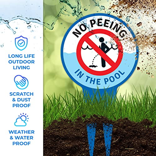 Sigo Signs, No Peeing in The Pool with Stake Sign, 9x17 Inches Round ...