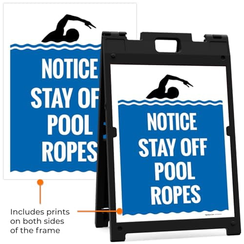 Sigo Signs, Notice Stay Off Pool Ropes Folding Floor Sign, 18x24 Inches ...