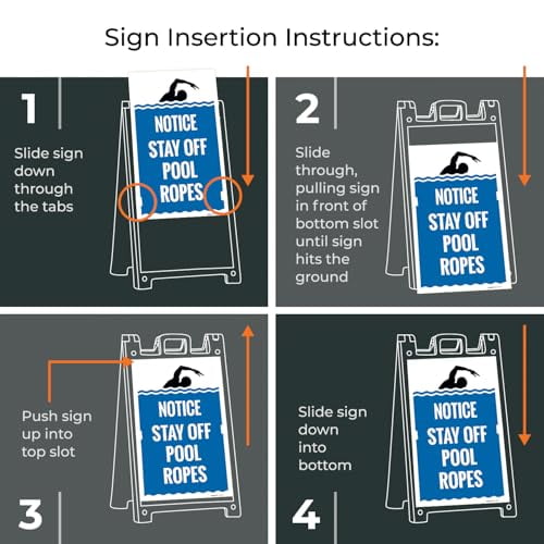 Sigo Signs, Notice Stay Off Pool Ropes Folding Floor Sign, 18x24 Inches ...