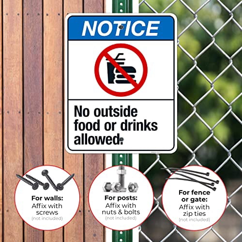 Sigo Signs - No Outside Food Or Drinks Allowed Sign, ANSI Notice Sign ...