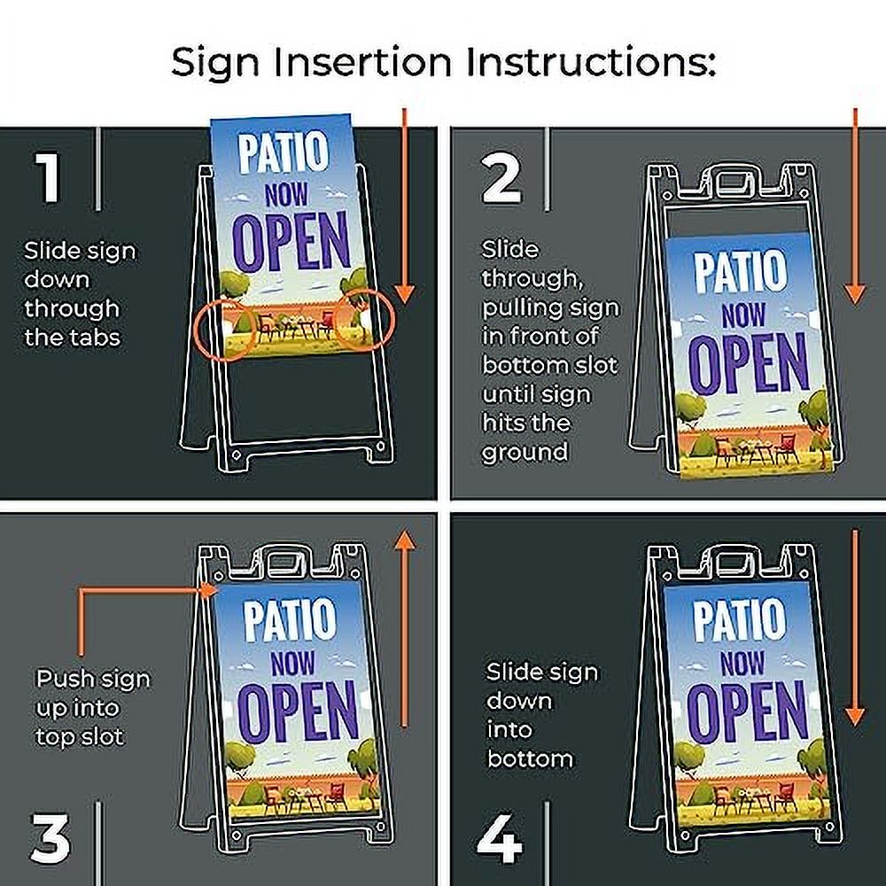Sigo Signs, Patio Now Open Sidewalk Sign Kit, 18x24 Inches, with A ...
