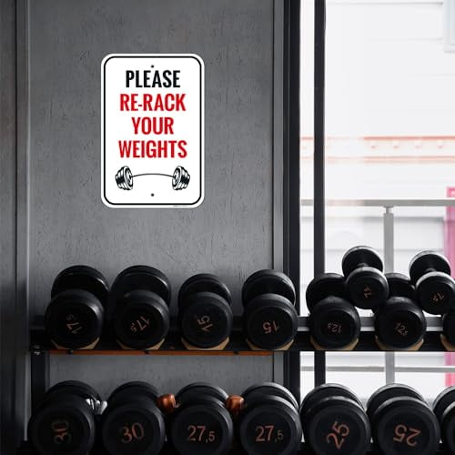 Sigo Signs Please Re Rack Your Weights Sign, 12x18 Inches, 55 mil Thick ...