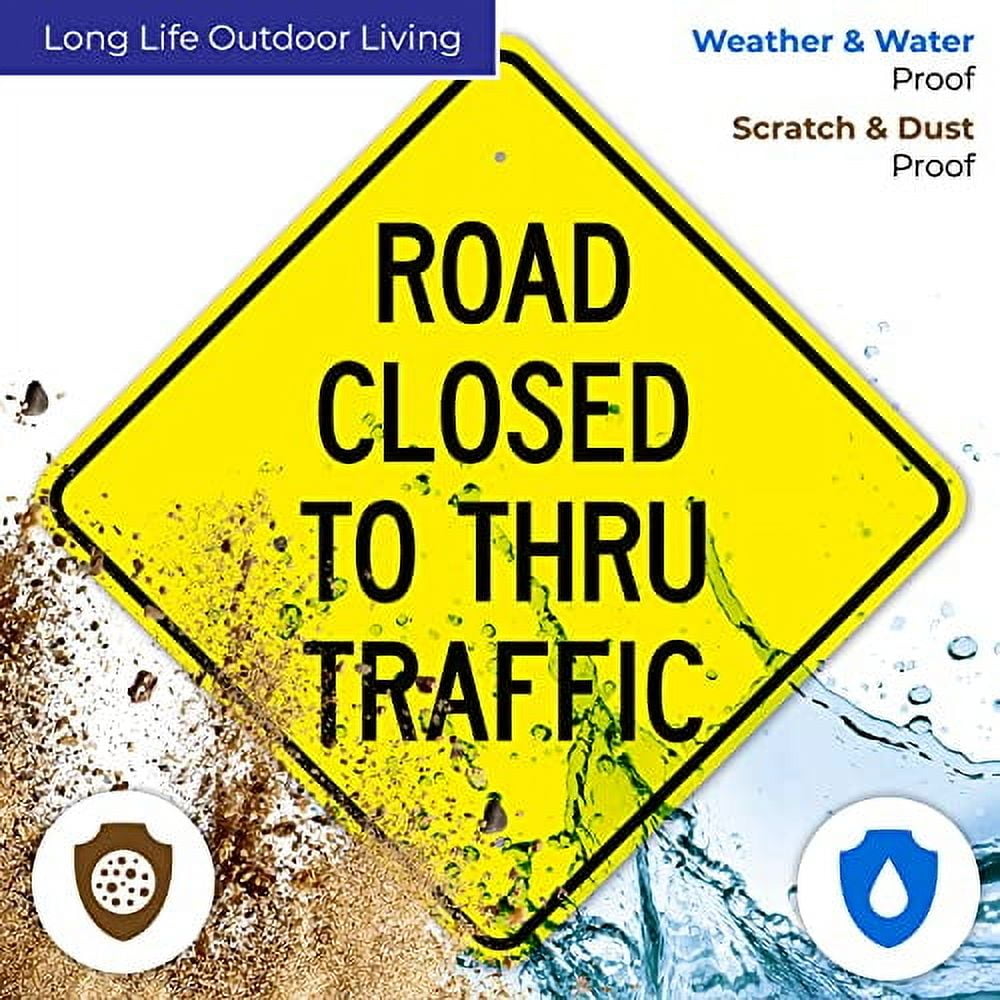 Sigo Signs, Road Closed to Thru Traffic Sign, 24x24 Inches, Rust Free ...