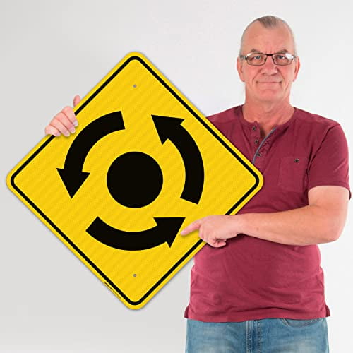 Sigo Signs Roundabout Graphic Sign, 24x24 Inches, 3M AEGP Reflective ...
