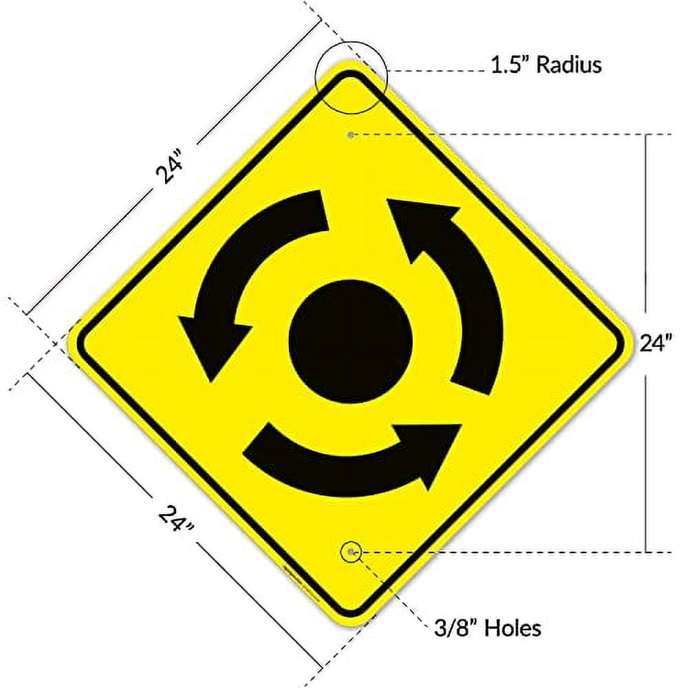 Sigo Signs Roundabout Graphic Sign, 24x24 Inches, Rust Free .063 ...