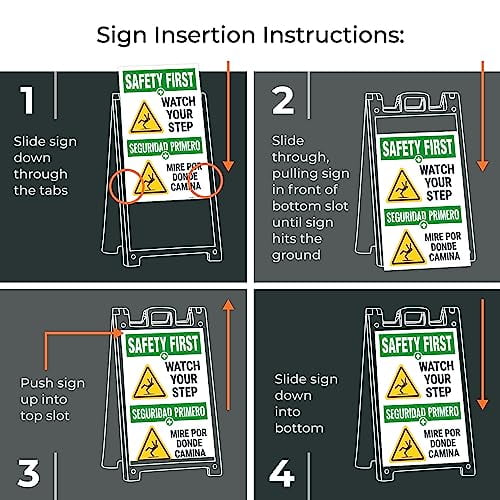 Sigo Signs, Safety First Watch Your Step Bilingual Sidewalk Sign Kit ...