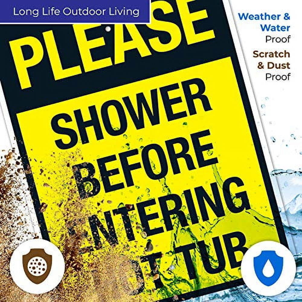 Sigo Signs, Shower Before Entering Hot Tub Sign, Pool Sign, 18x24 ...