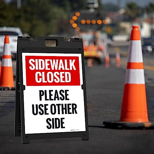 Sigo Signs, Sidewalk Closed Please Sidewalk Sign Kit, 18x24 Inches ...