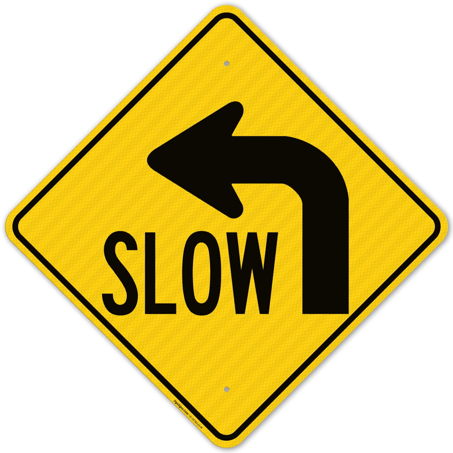 Sigo Signs Slow Left Arrow Graphic Sign, 24x24 Inches, 3M AEGP ...