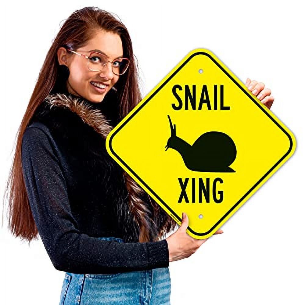 Sigo Signs - Snail Crossing with Graphic Sign, 12x12 Inches, Rust Free ...