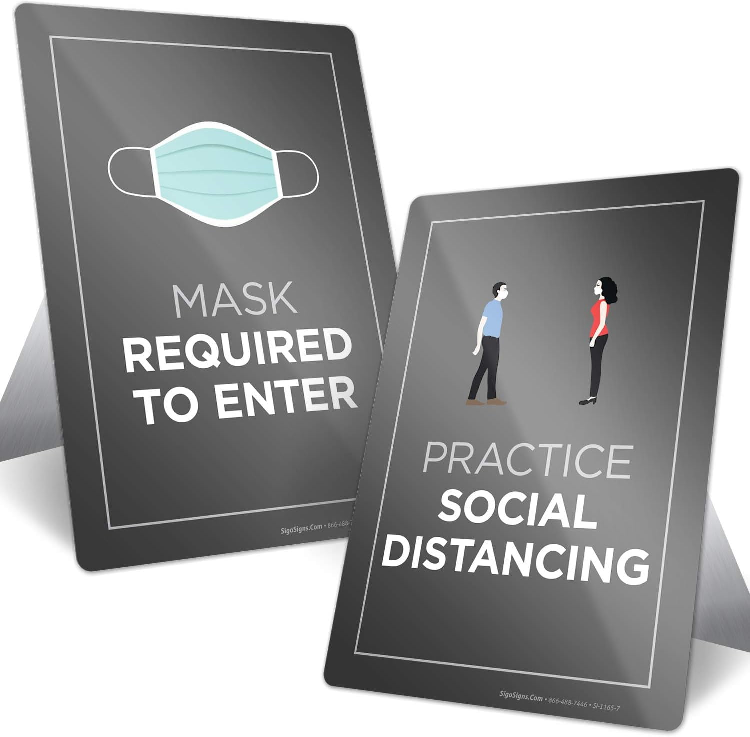 Sigo Signs, Social Distancing Sign, Face Mask Sign, Combo Pack (2 Signs ...