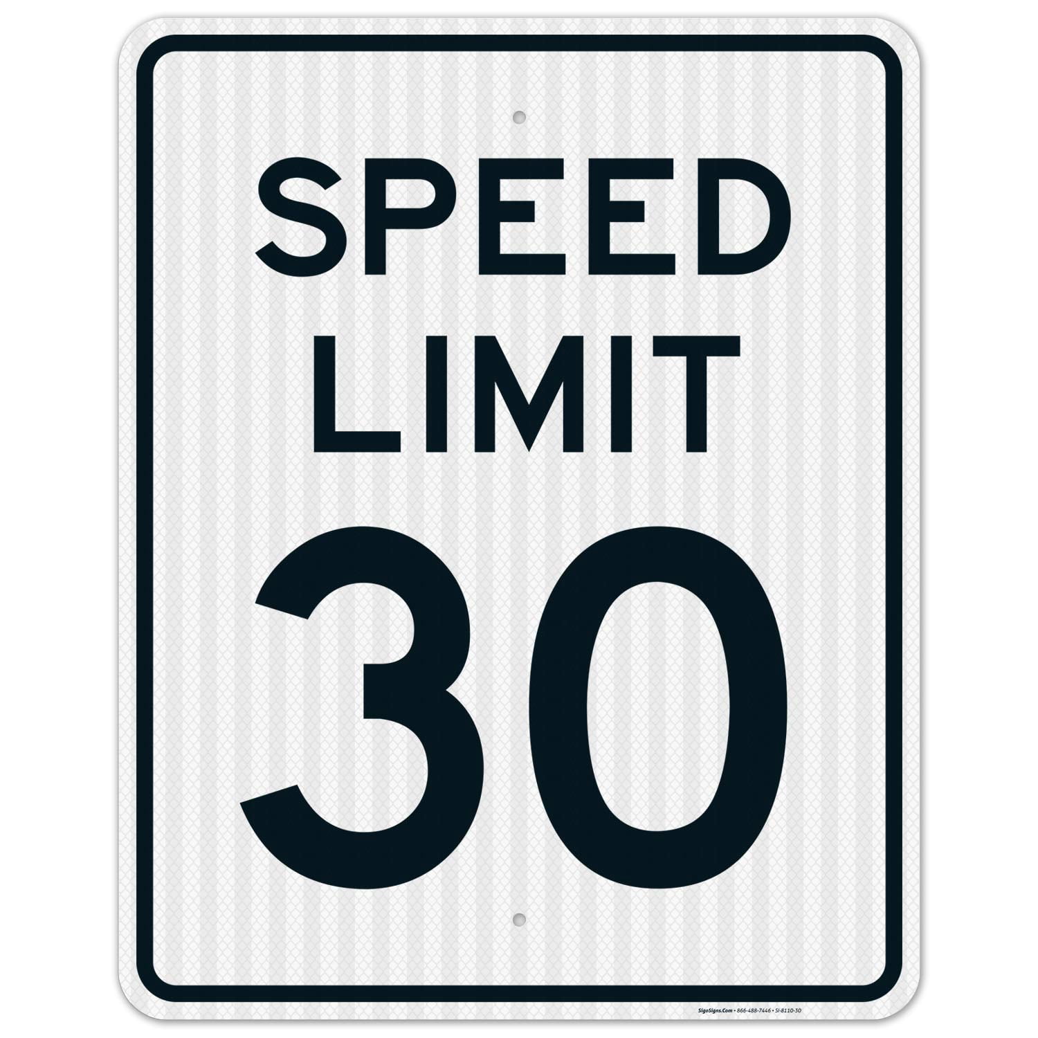 Sigo Signs, Speed Limit 30 Board, 24x30 Inches, 3M EGP Reflective .080 ...