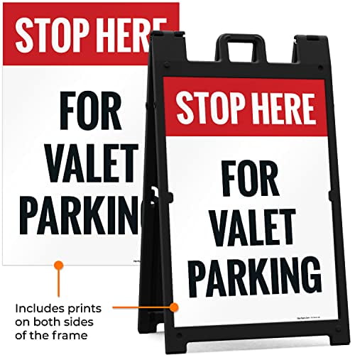 Sigo Signs, Stop Here For Valet Parking Sidewalk Sign Kit, 24x36 Inches ...