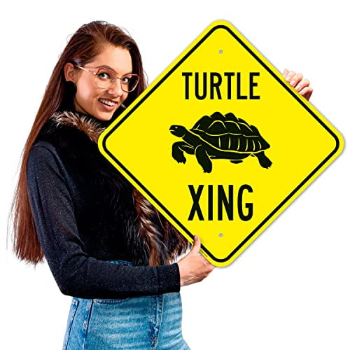 Sigo Signs, Turtle Crossing with Graphic Sign, 18x18 Inches, Rust Free ...