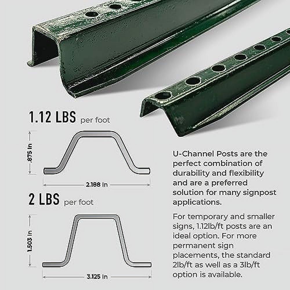 Sigo Signs U Channel Sign Post, 6’ Feet Tall 1.12 LBS Steel per foot ...